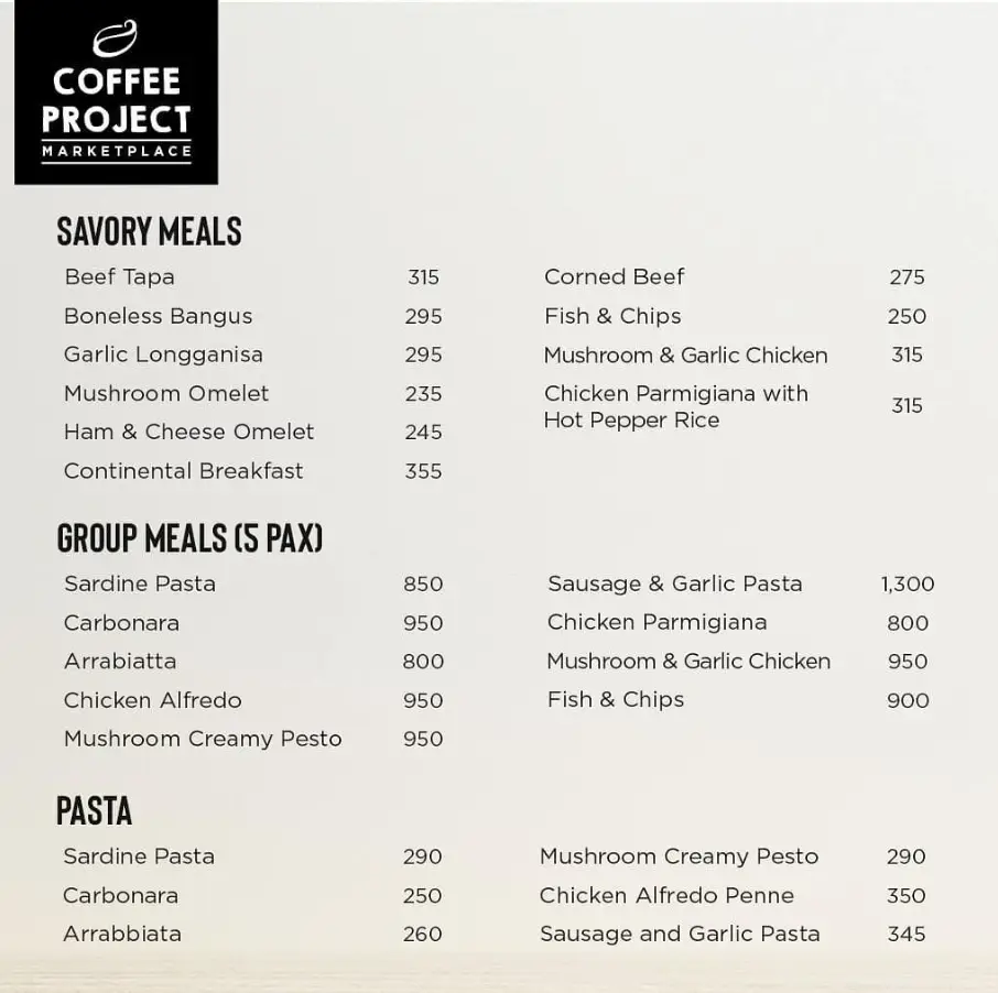 Coffee Project Philippines Menu Prices 2025