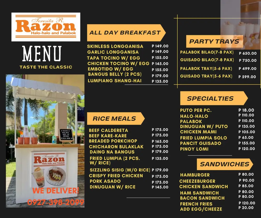 Razon’s Philippines Menu Prices 2025